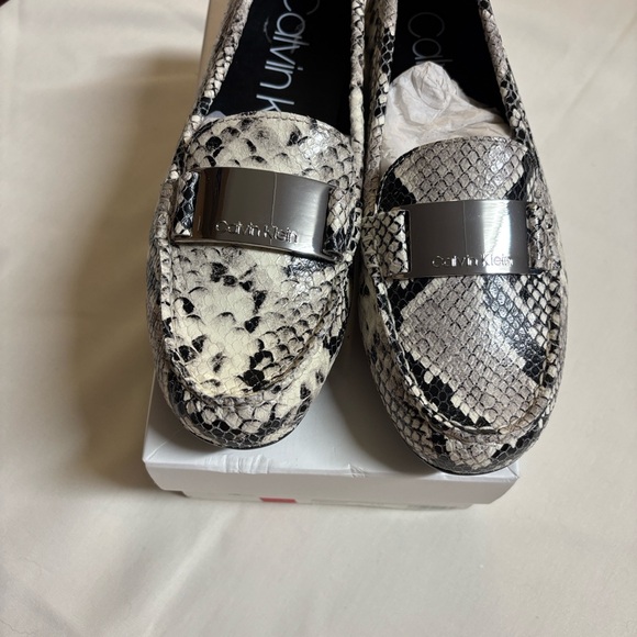 Calvin Klein | Shoes | New Calvin Klein Snakeskin Pattern Loafers Black ...
